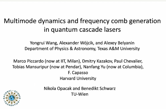 LD01–Multimode Dynamics and Frequency Comb Generation in Quantum Cascade Lasers – NUSOD 2021